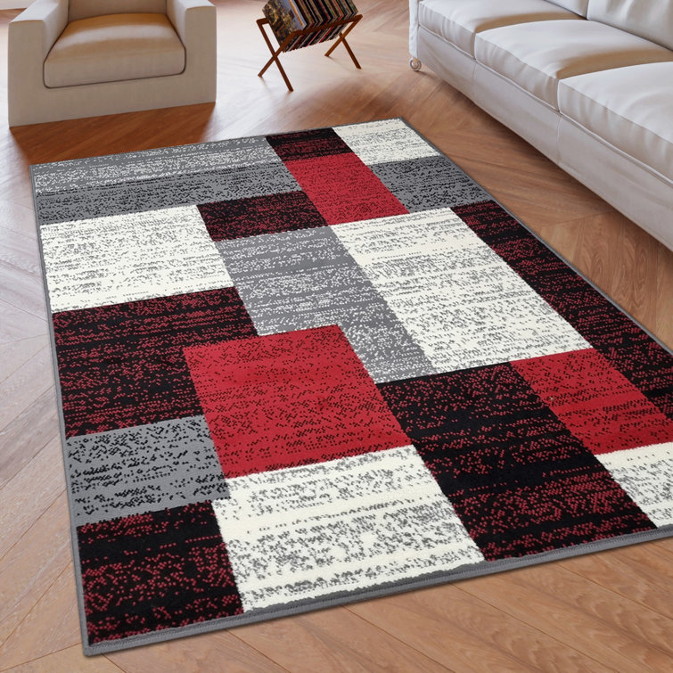 Ivy Bronx Grey Red Area Rug & Reviews | Wayfair.co.uk