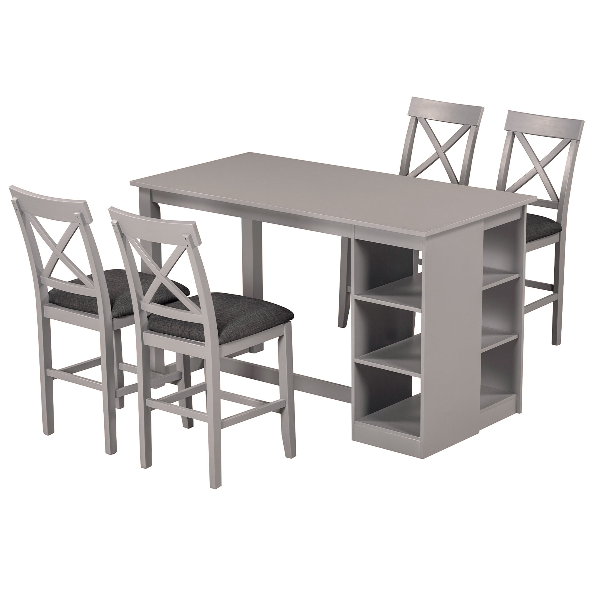 August Grove 60"Lx30"W Solid Wood Farmhouse Counter Height Dining Table ...