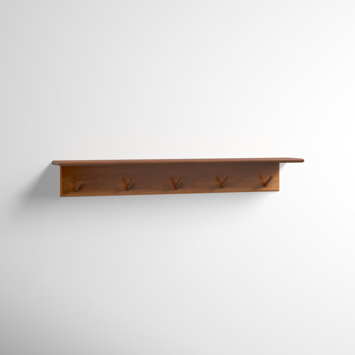 AllModern Shea Poplar Solid Wood Floating Shelf with Hooks & Reviews ...