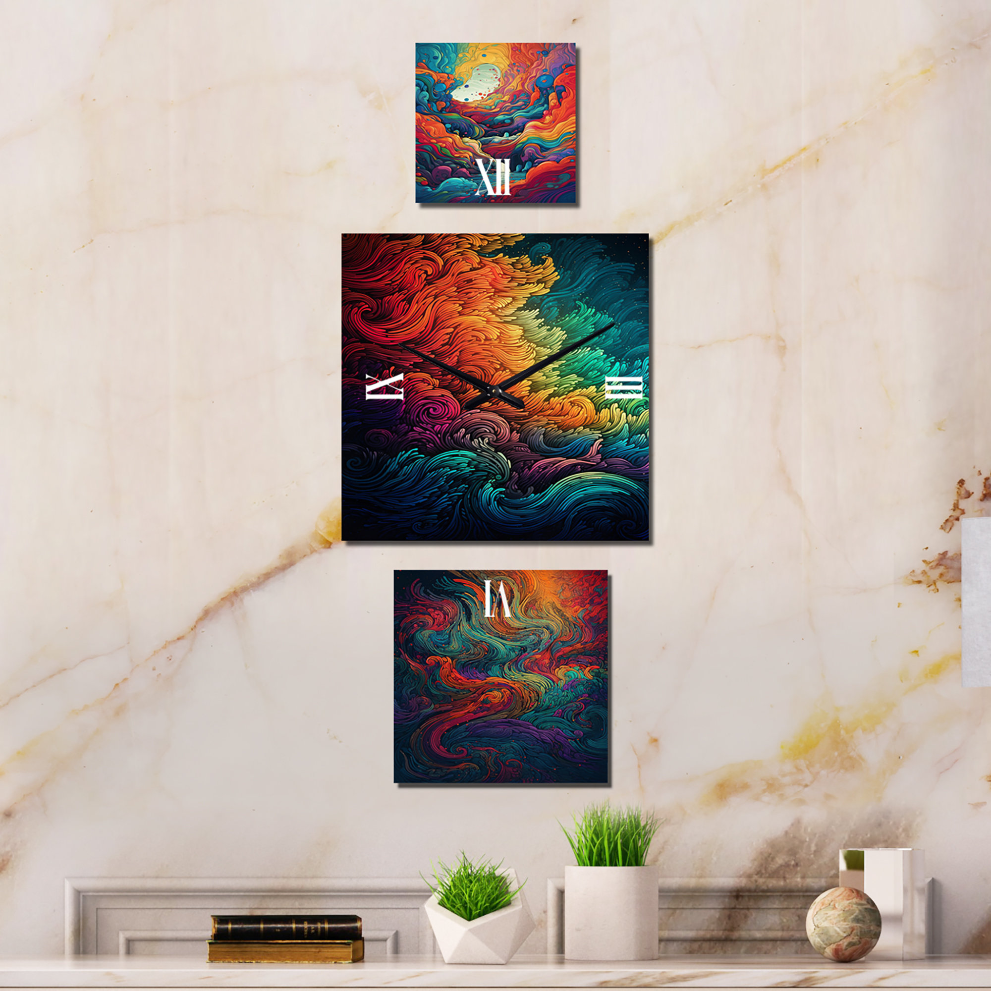 Latitude Run® Rainbow Coloured Waves III - Waves Large Modern Wall ...