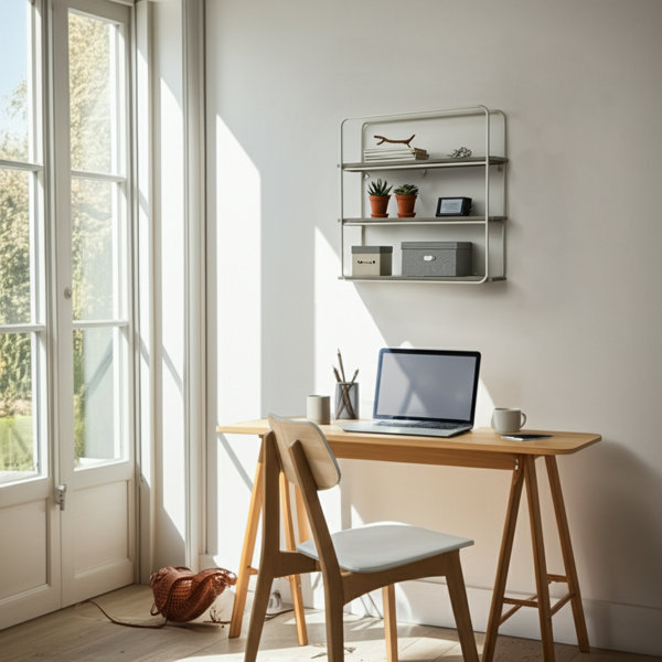 Rebrilliant Armour Metal and Wood Wall Storage Unit with 3 Open Shelves ...