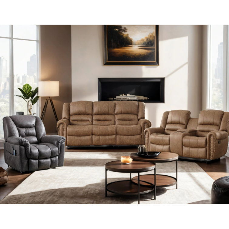 Winston Porter Veachel 3-Piece Ultimate Comfort Living Room Collection ...