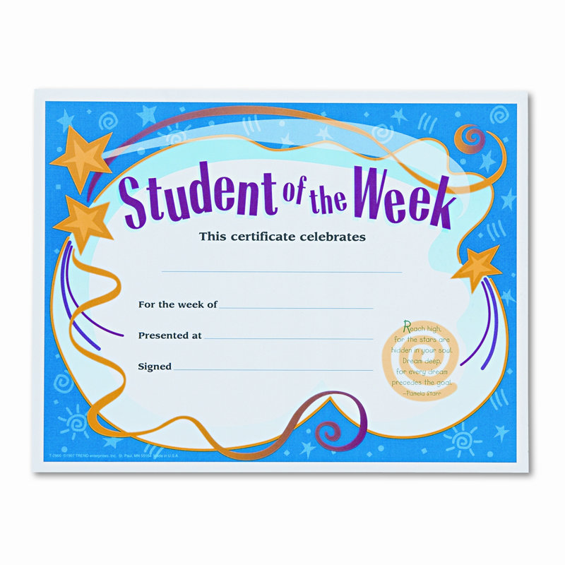 TREND enterprises, Inc. Student of the Week Certificates | Wayfair