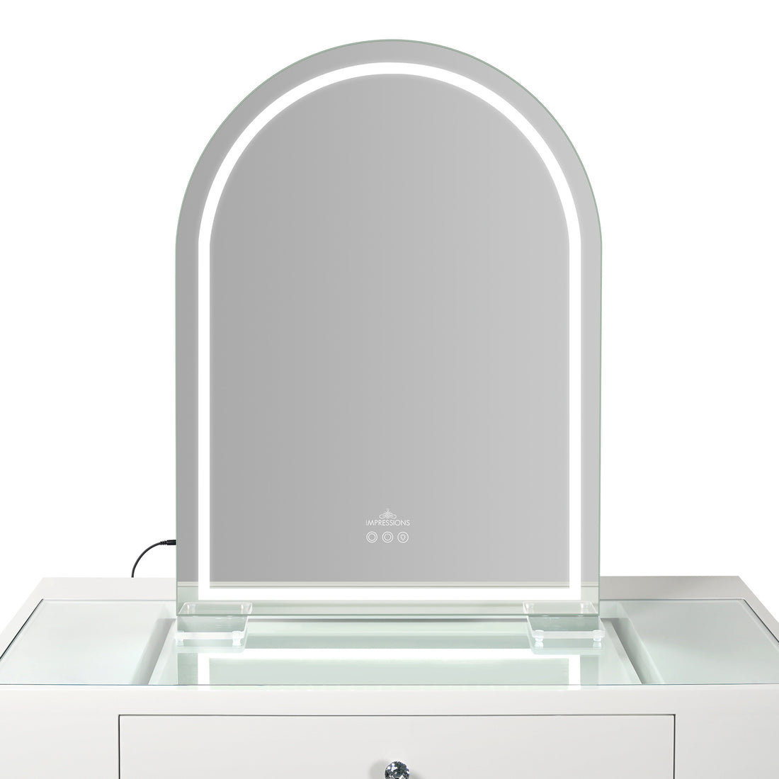 Ivy Bronx Stage Lite Arch Vanity Mirror with LED Lights, Soft Touch ...