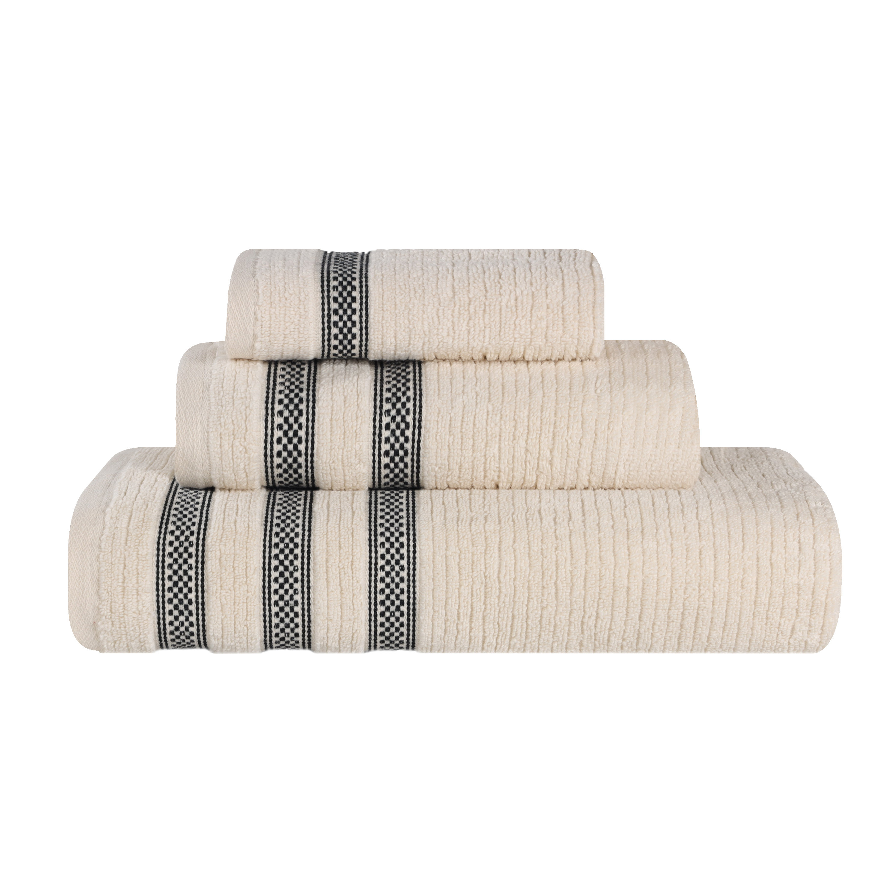 Ebern Designs Hershal Zero Twist Cotton Ribbed Modern Geometric Border ...