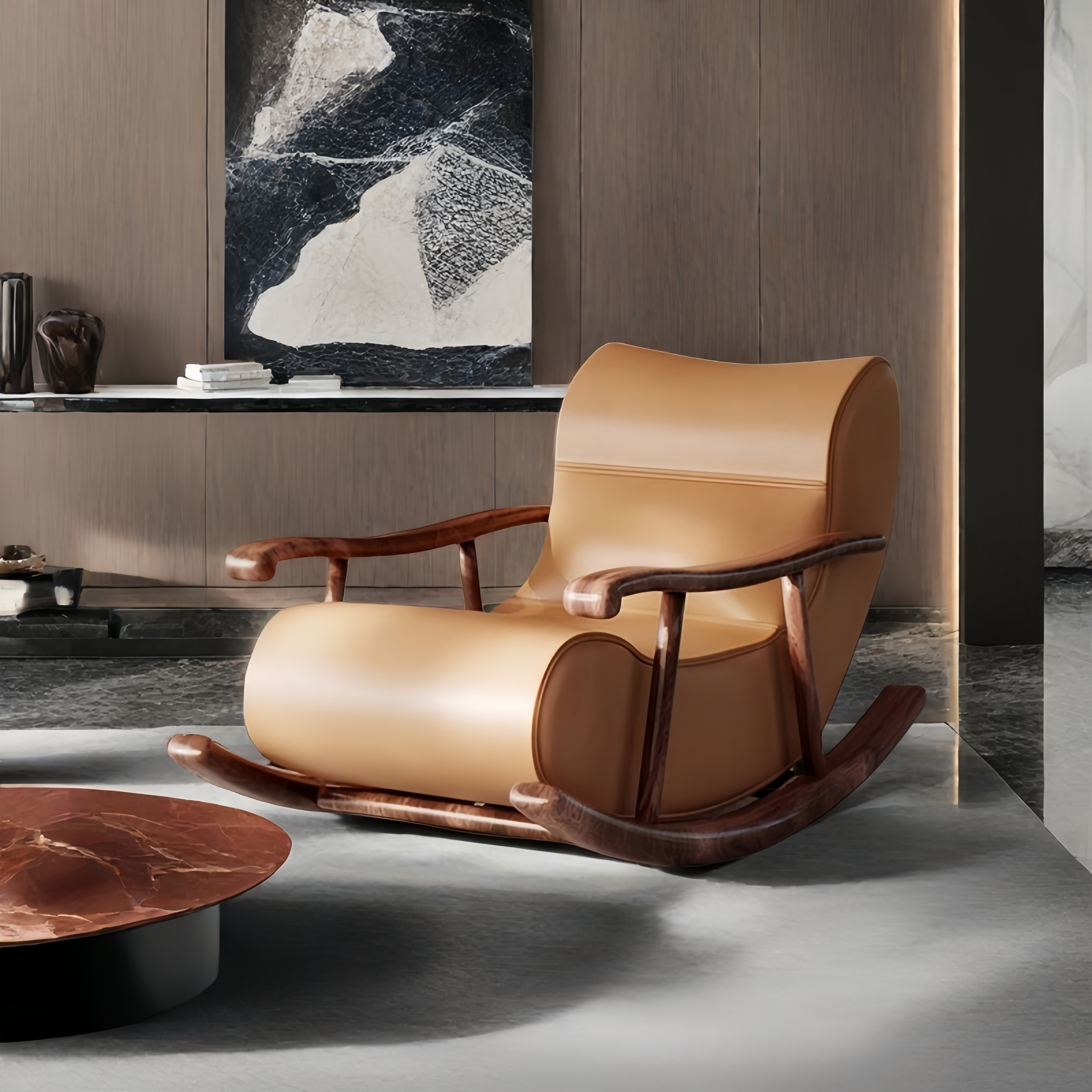 VIBORZ Modern Upholstered Solid Wood Rocking Chair | Wayfair
