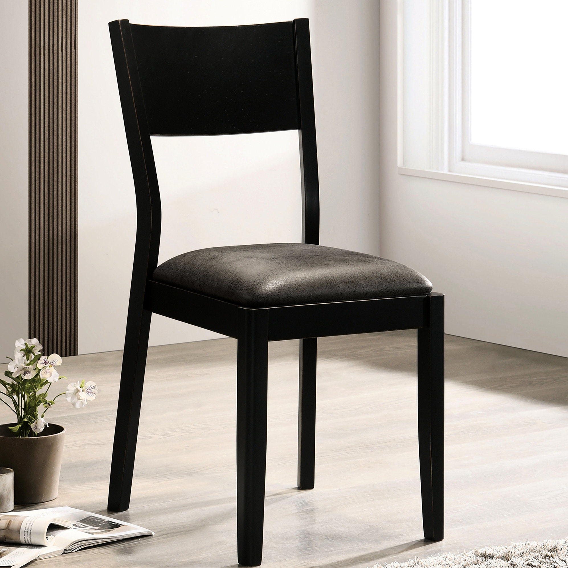 Red Barrel Studio® 2Pcs Mid-Century Modern Dining Room Chairs, Black ...