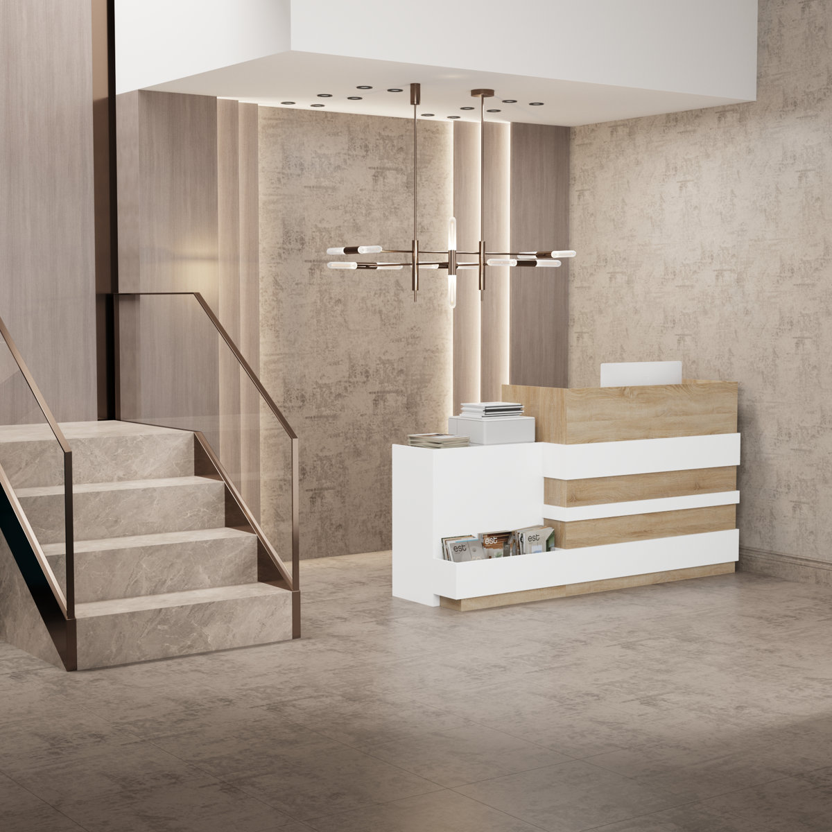 Ebern Designs 87.2'' W Rectangular Reception Desk With Draw And ...