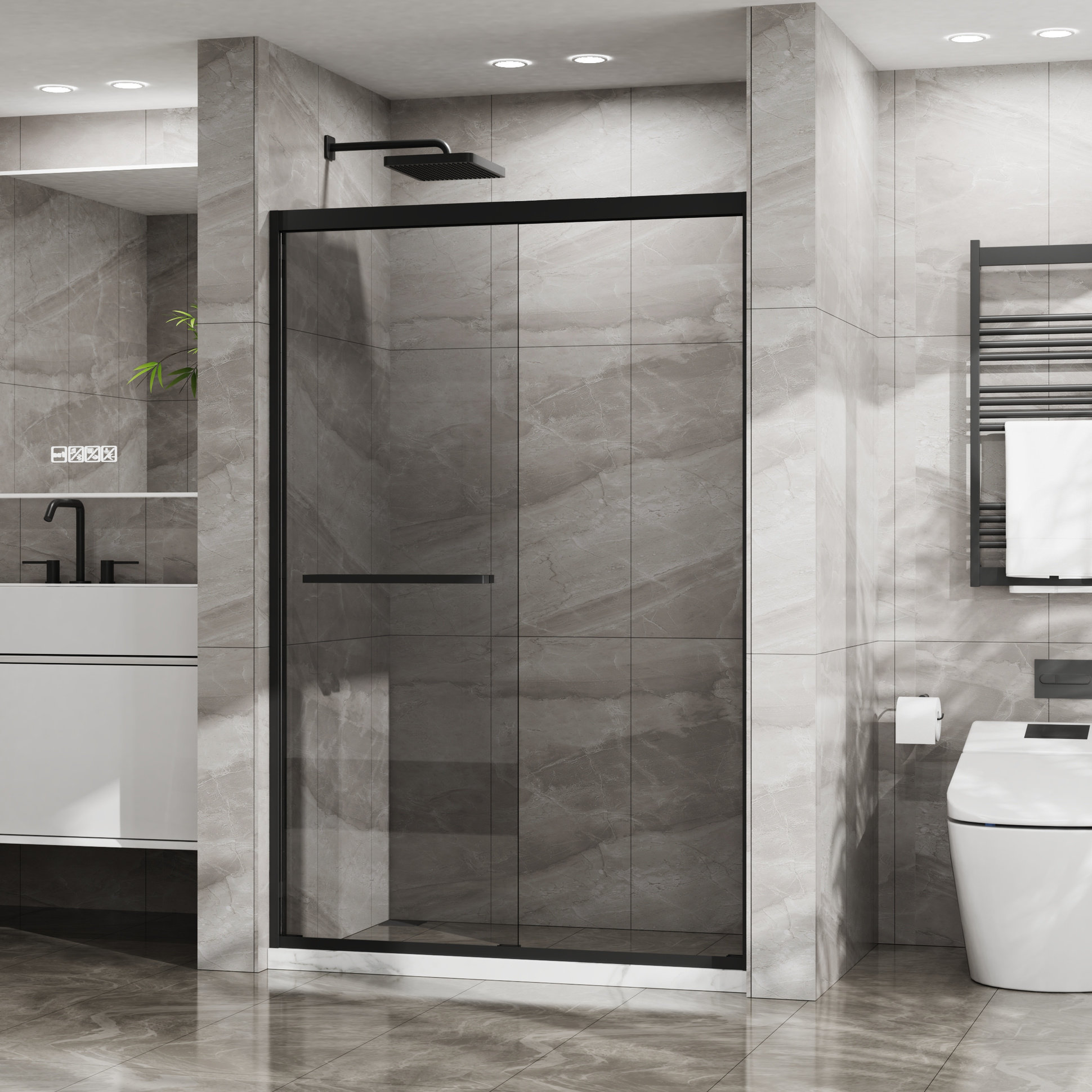 SuedeSerenade 48 In. X 72 Shower Door - Double Sliding, Tempered Glass ...