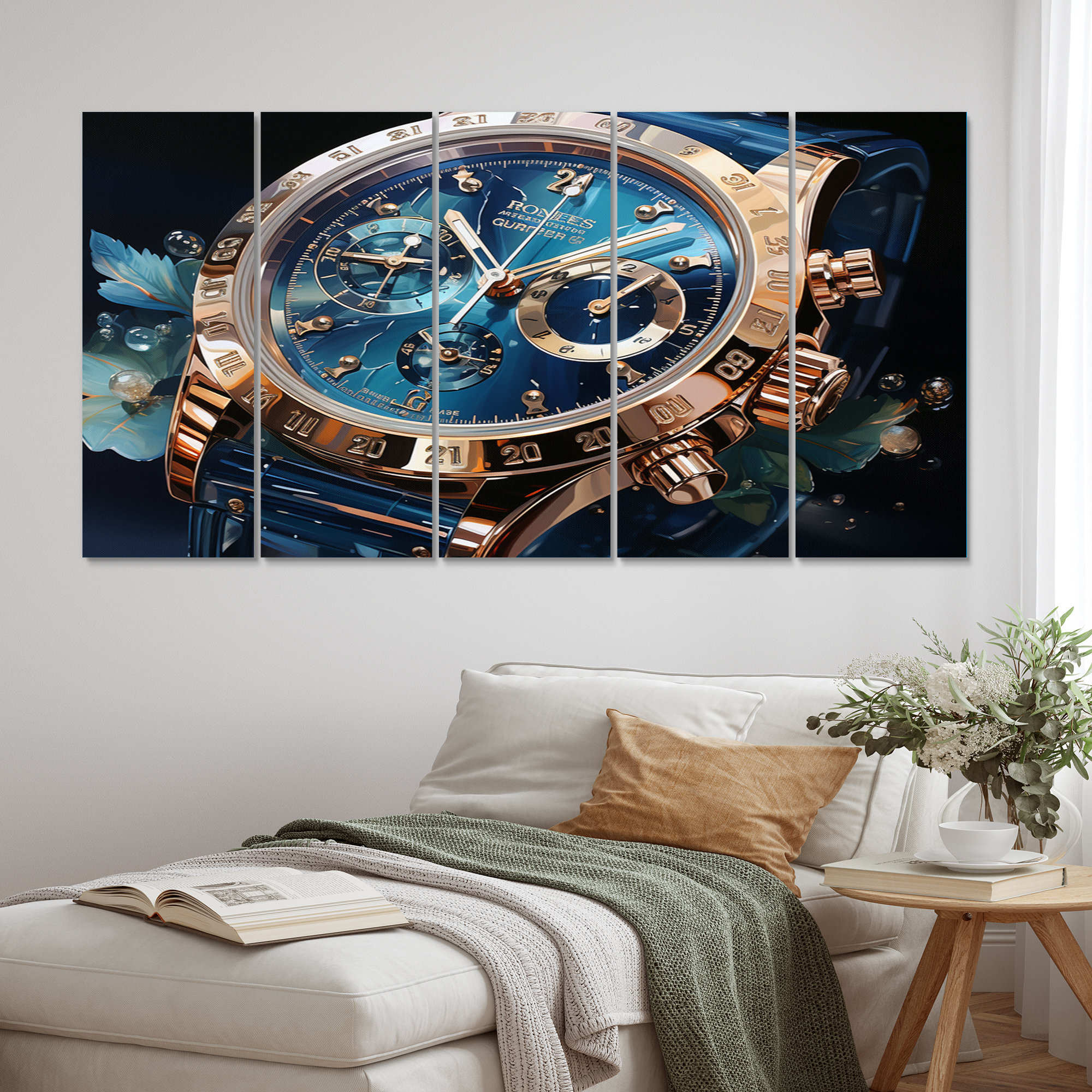 Red Barrel Studio® Blue Luxury Watch Sapphire Timekeeper I On Canvas 5 ...