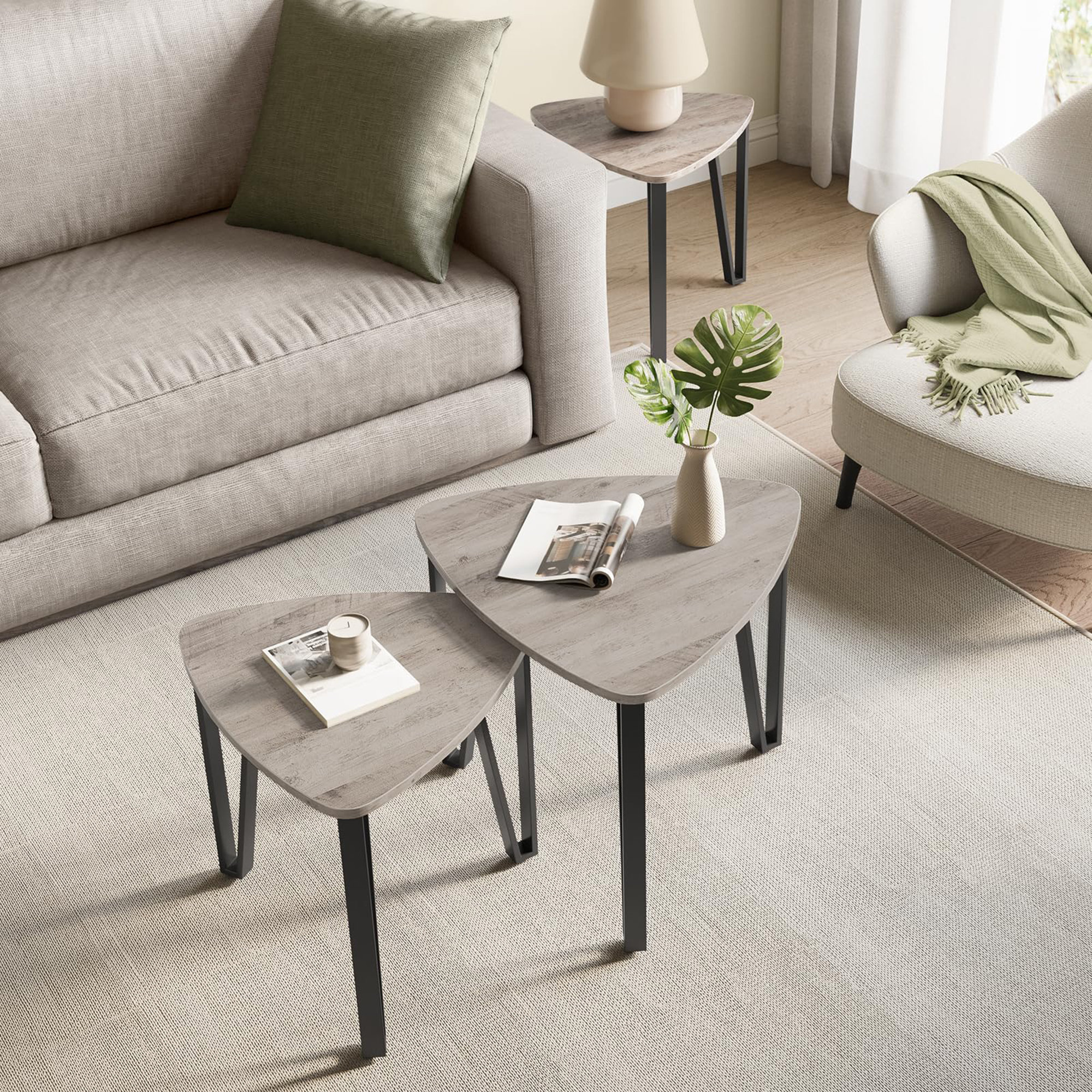 17 Stories Nesting Small Stacking Side Table Coffee Table (Set of 2 ...
