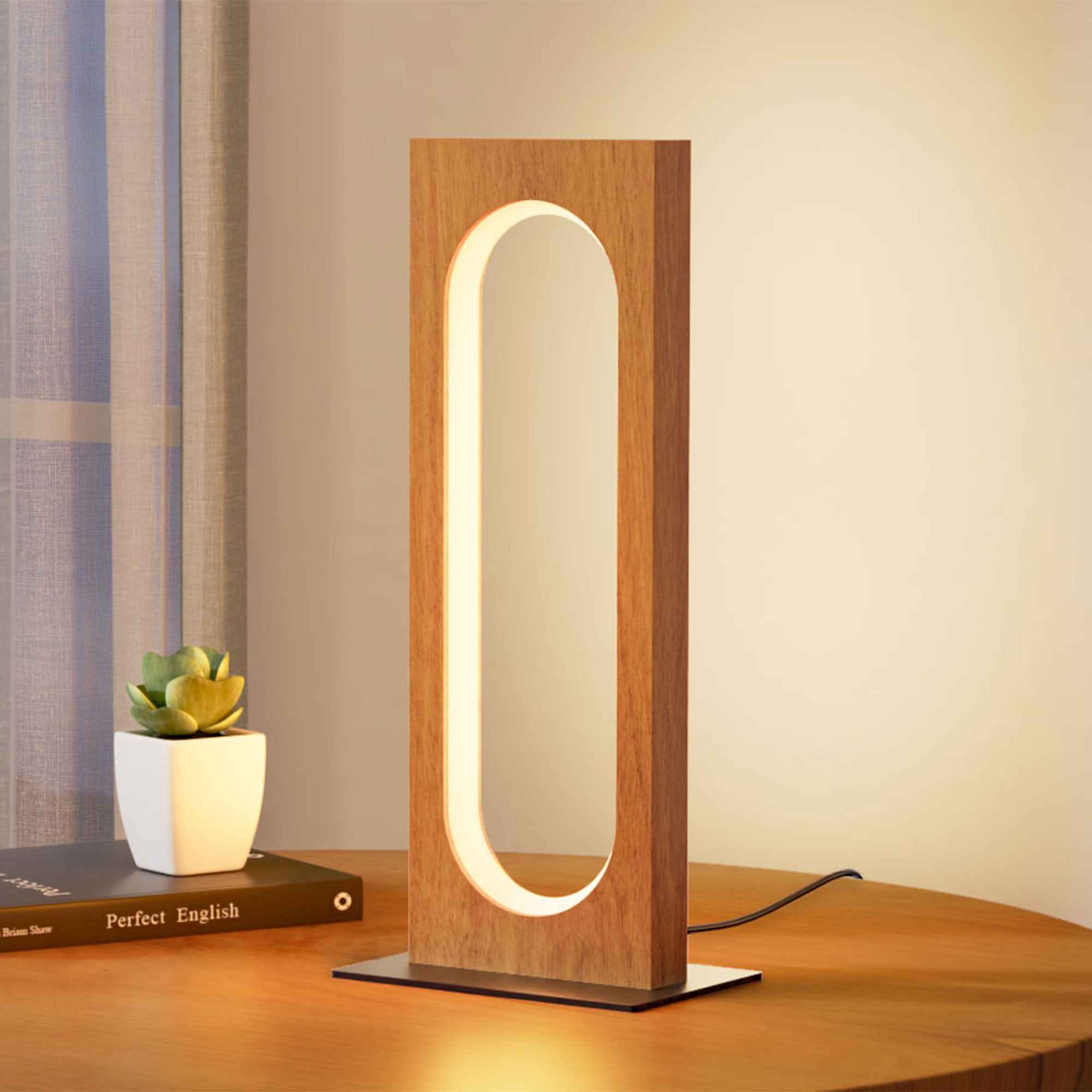Ebern Designs Solid Wood Dimmable LED Table Lamp & Reviews | Wayfair