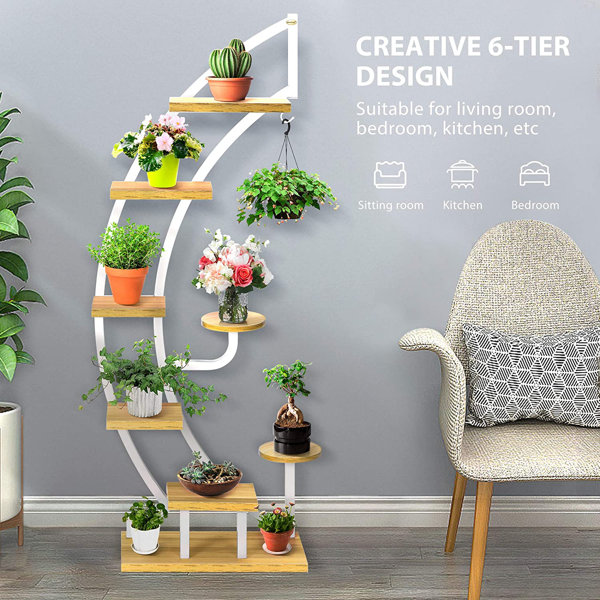 Latitude Run® 6-Tier Curved Plant Stand with Hanger & Reviews | Wayfair