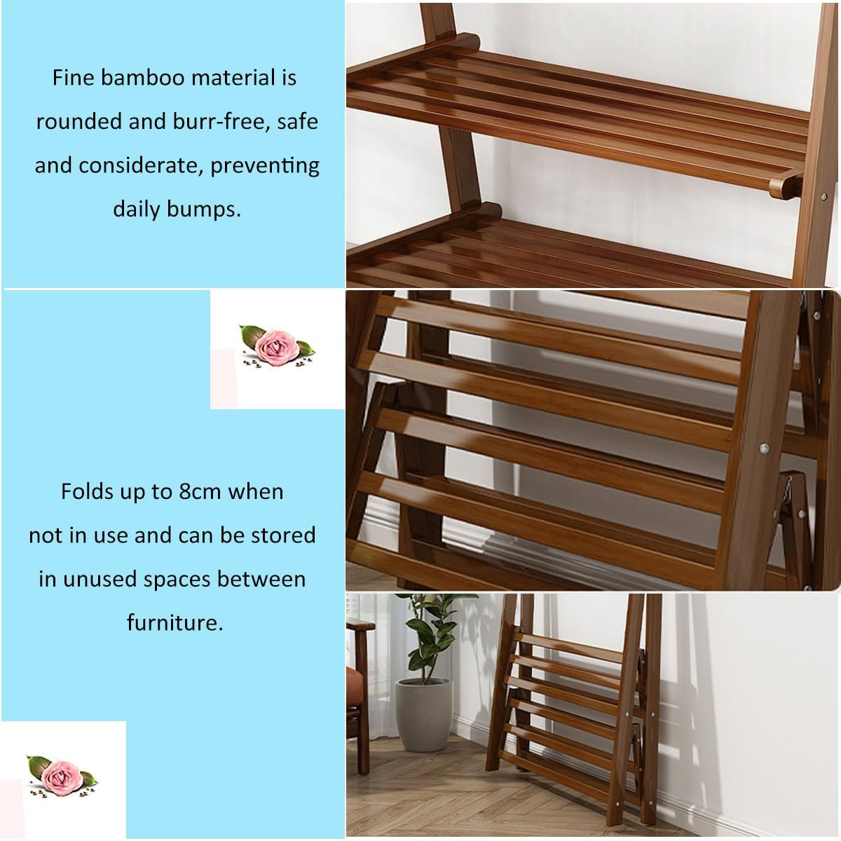 Rebrilliant Bamboo Clothes Rack Foldable Clothes Rack with Fabric ...