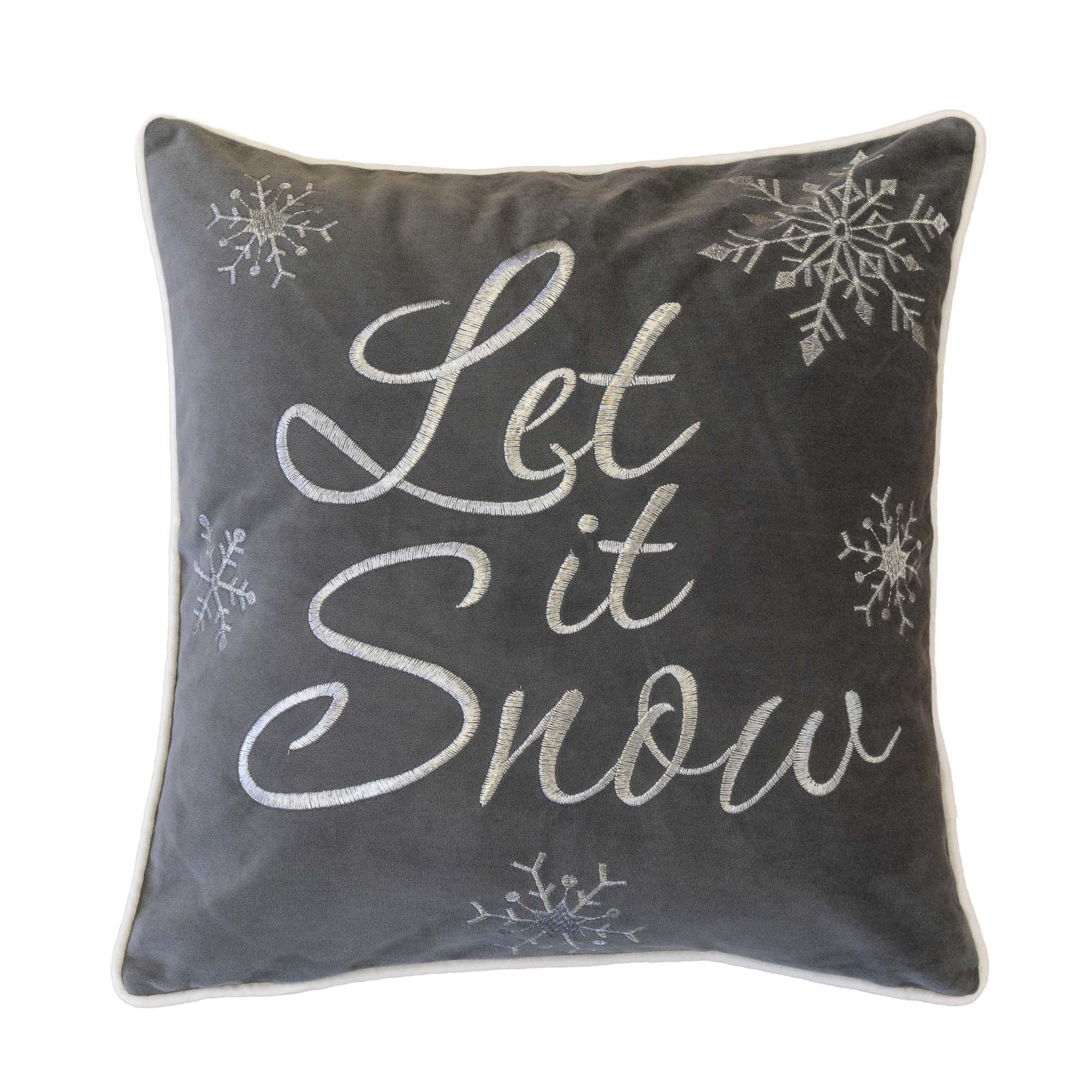 HBI home Festive Winter Accent Throw Pillow with Elegant Embroidery and ...