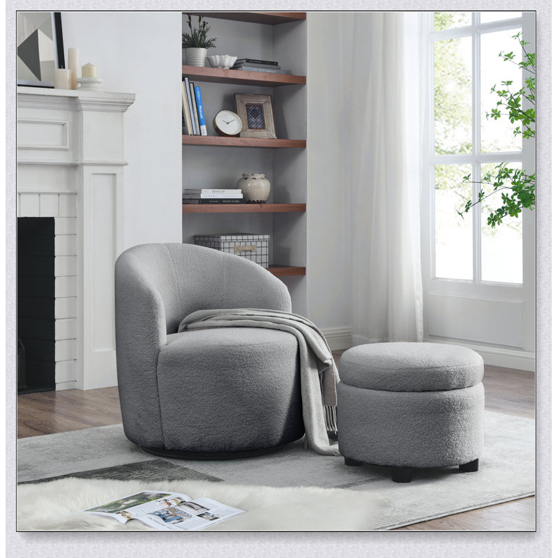 George Oliver Swivel barrel chair,living room swivel chair with round ...
