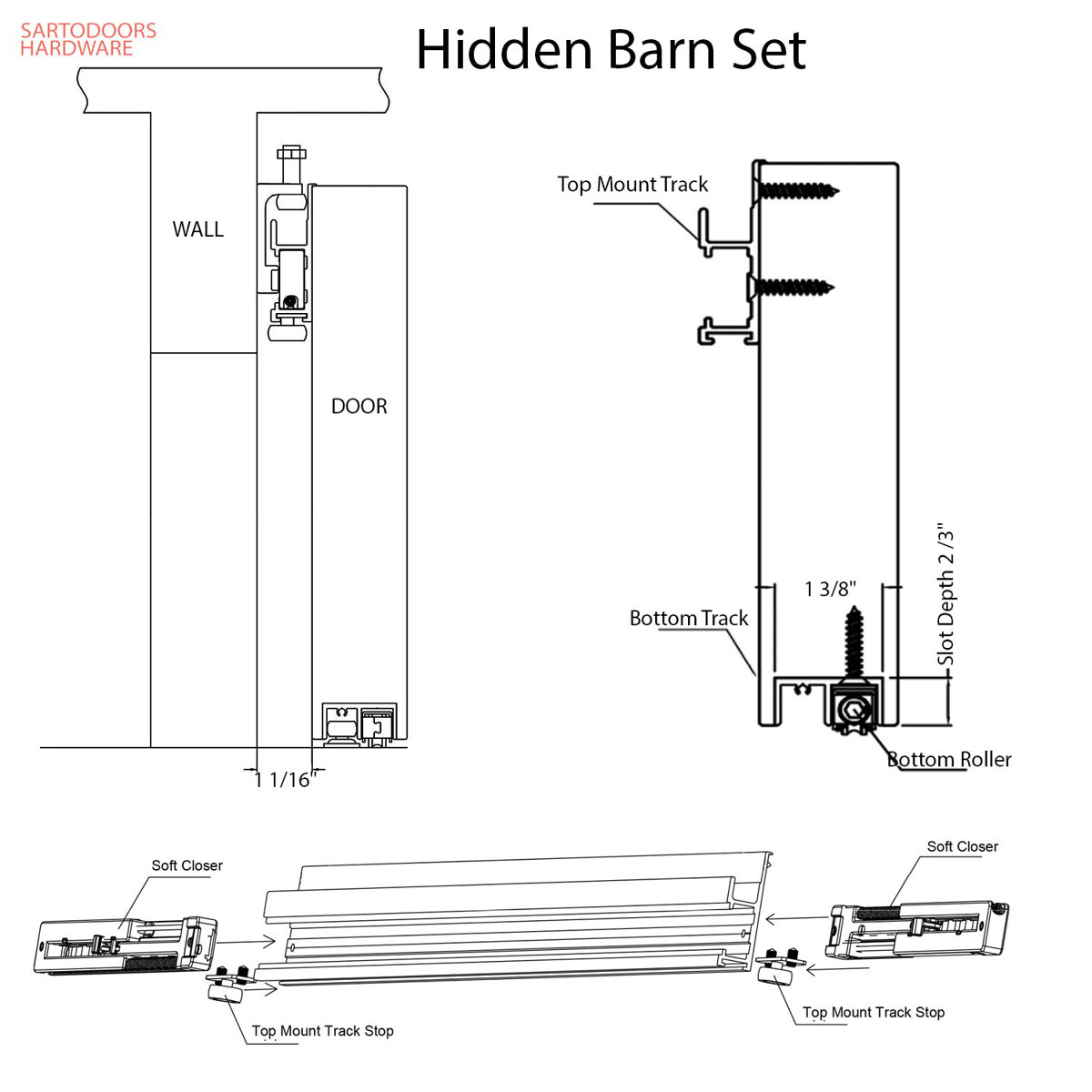 SARTODOORS Hidden Barn | Planum 0010 | Sturdy Finished Modern Doors ...