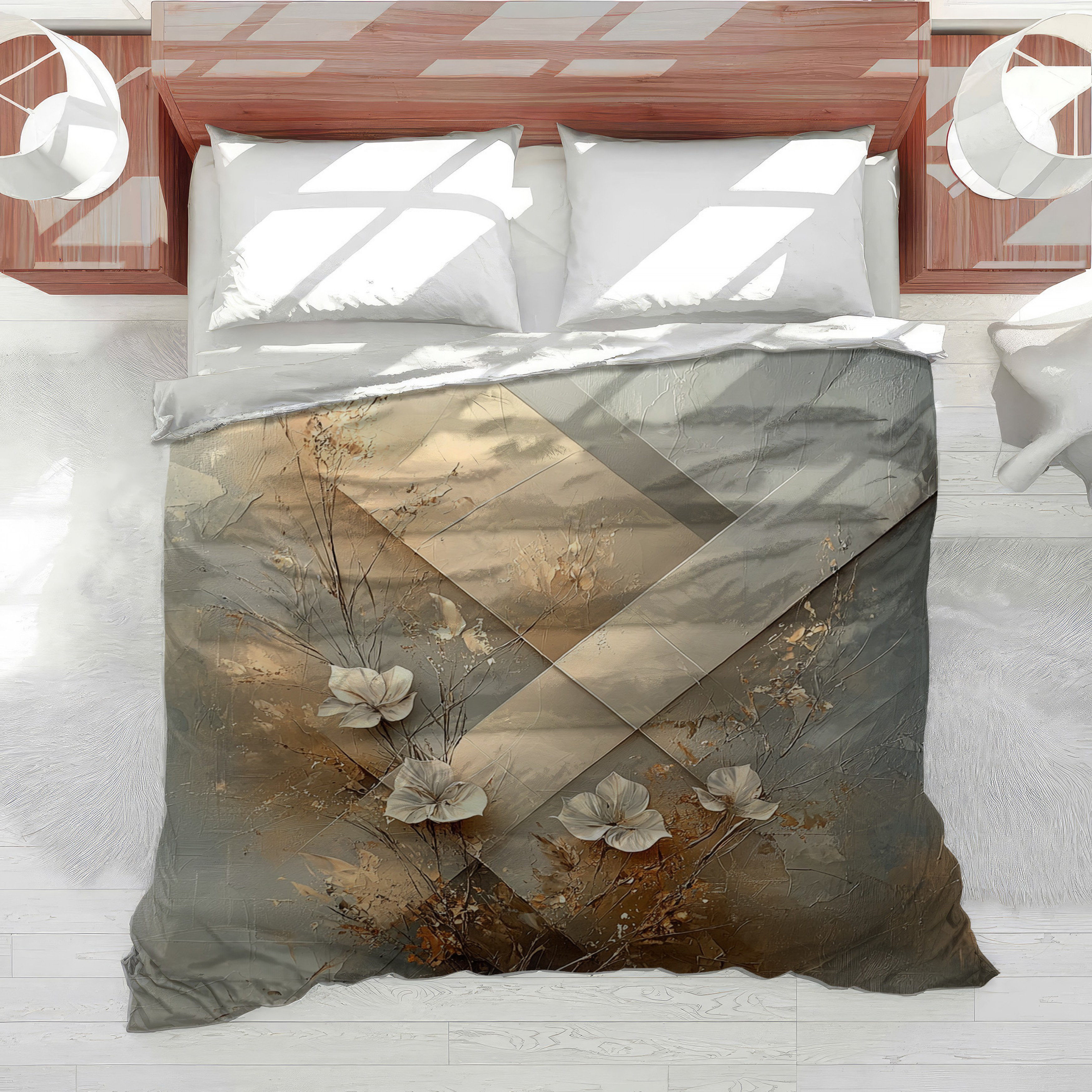 VisionDecor Golden Flowers Bedding Floral Comforter Hollywood Regency ...