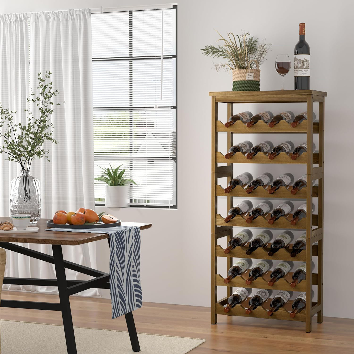 Corrigan Studio® Bamboo Wine Rack 6-Tier Freestanding Floor Standing ...