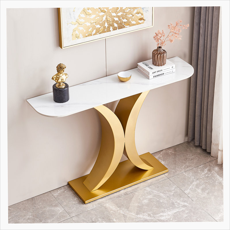 Mercer41 Modern Console Table, Exquisite shape design, Metal Frame with ...