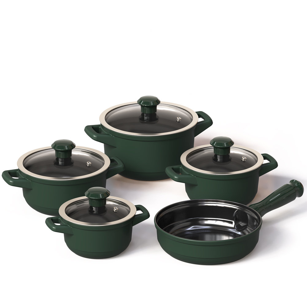 CERAFLAME Duo 9 Piece Ceramic Cookware Set - Glass Lid | Wayfair