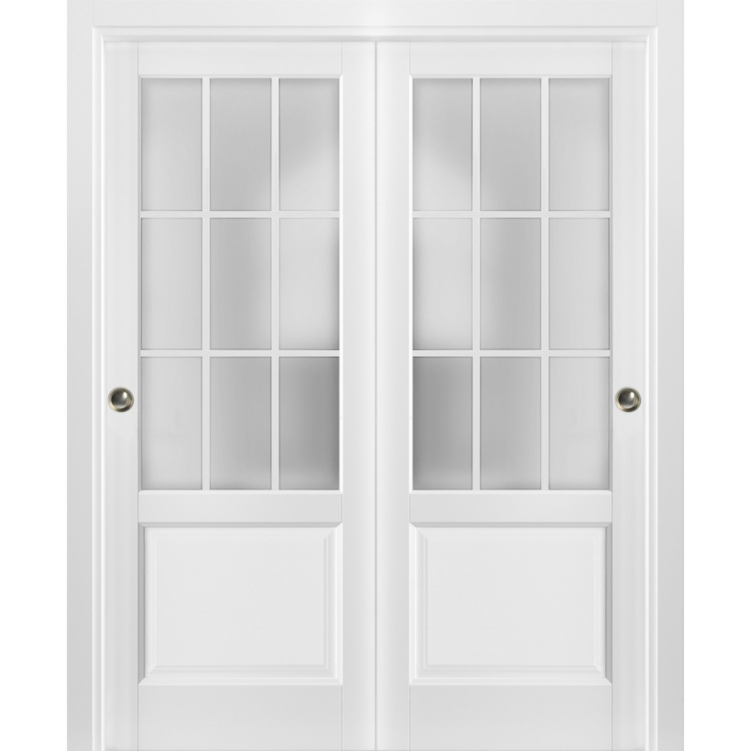 SARTODOORS Felicia Frosted Glass Wood Sliding Closet White Doors | Wayfair