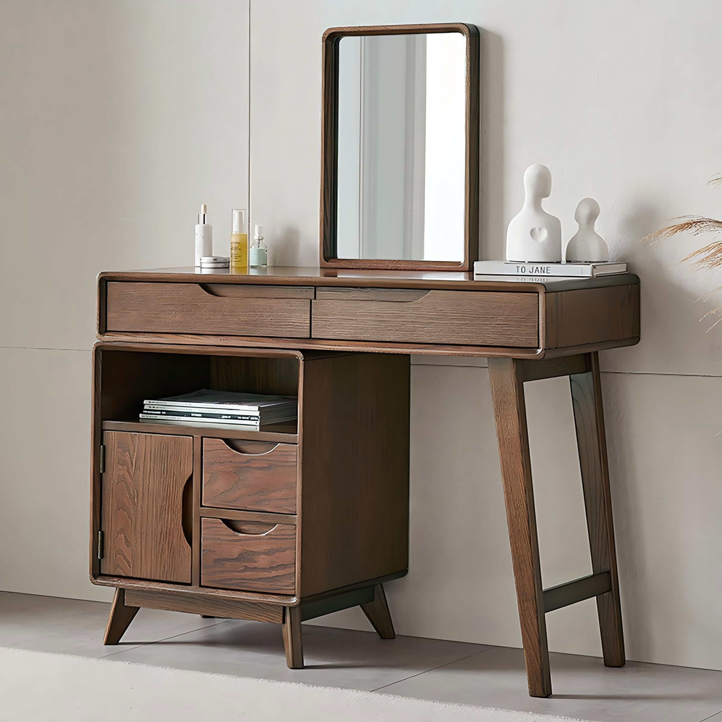 Orren Ellis Modern Minimalist Solid Wood Extendable Makeup Table | Wayfair