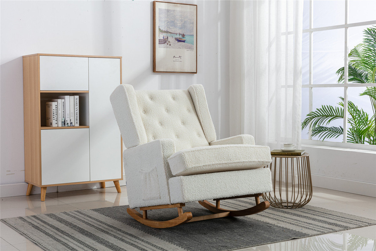 Alcott Hill® Nursery Rocking Chair Upholstered Mid Century Modern ...