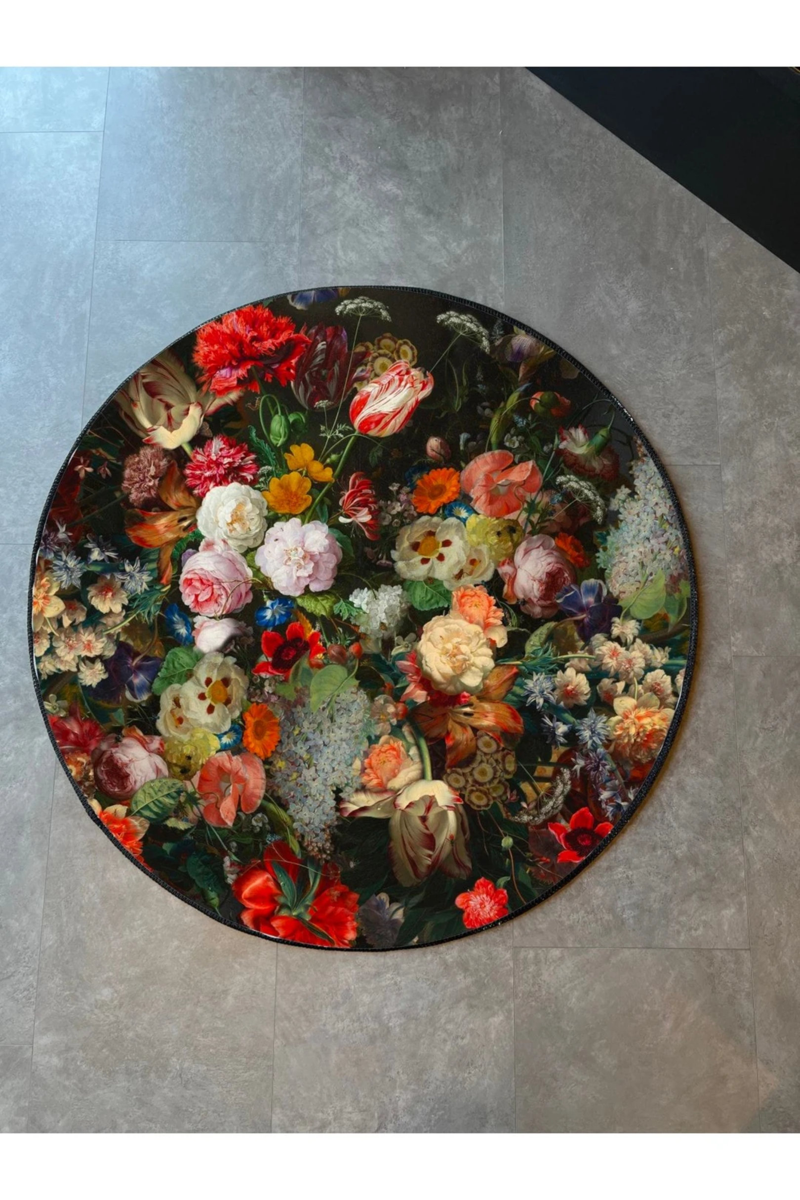 East Urban Home Floral Patterned Woven Base Round Carpet | Wayfair