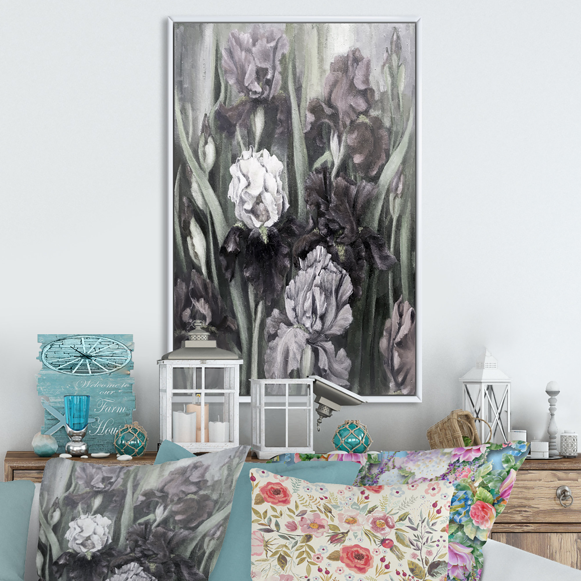 Winston Porter Blooming Irises Garden - Traditional Canvas Wall Decor ...