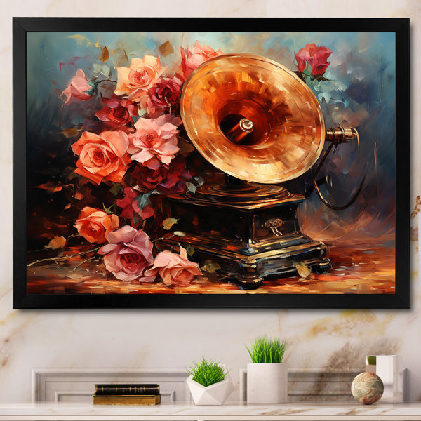 Charlton Home® Gold Floral Phonographs Elegance - Phonographs Wall Art ...