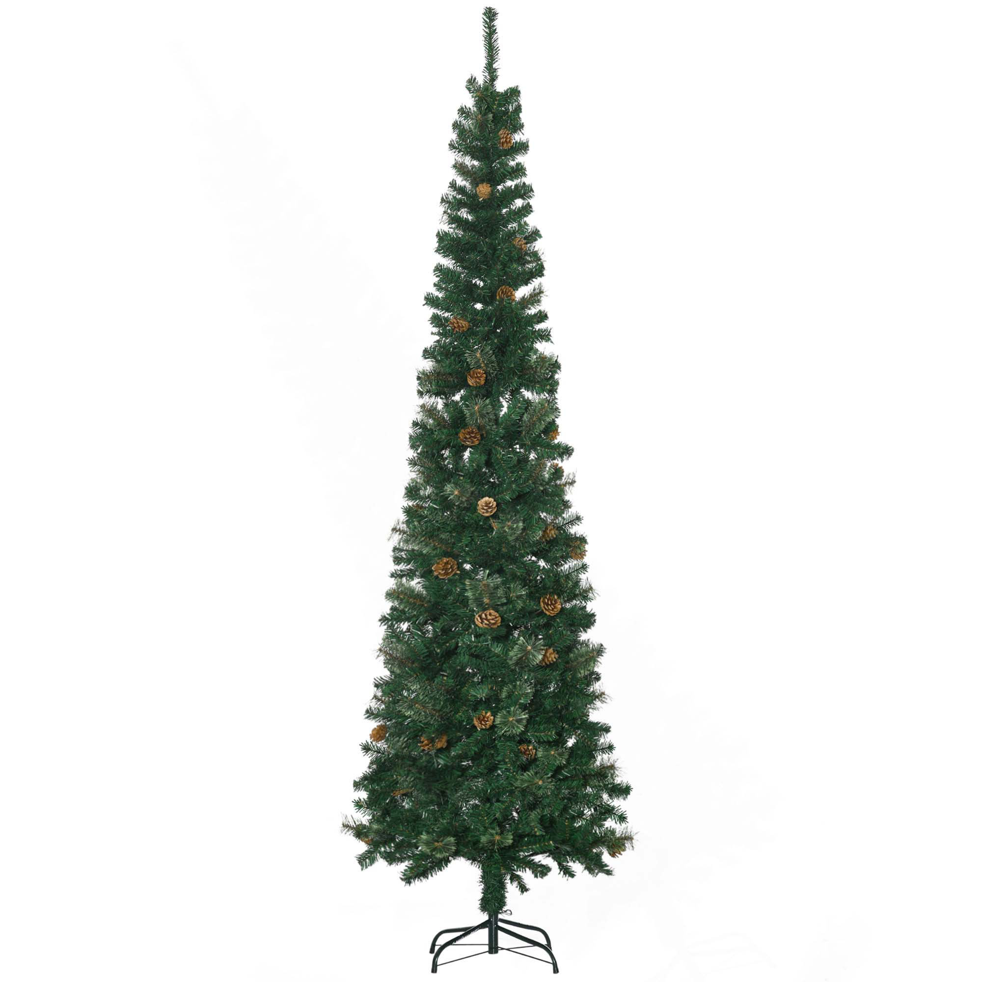 Winston Porter 7.5FT Slim Pencil Artificial Christmas Tree With Metal ...