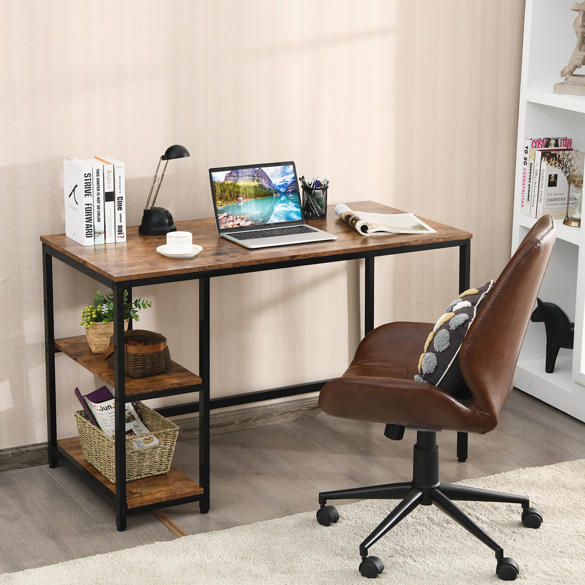 Inbox Zero Wooden Computer Desk with Adjustable Shelf & Reviews | Wayfair