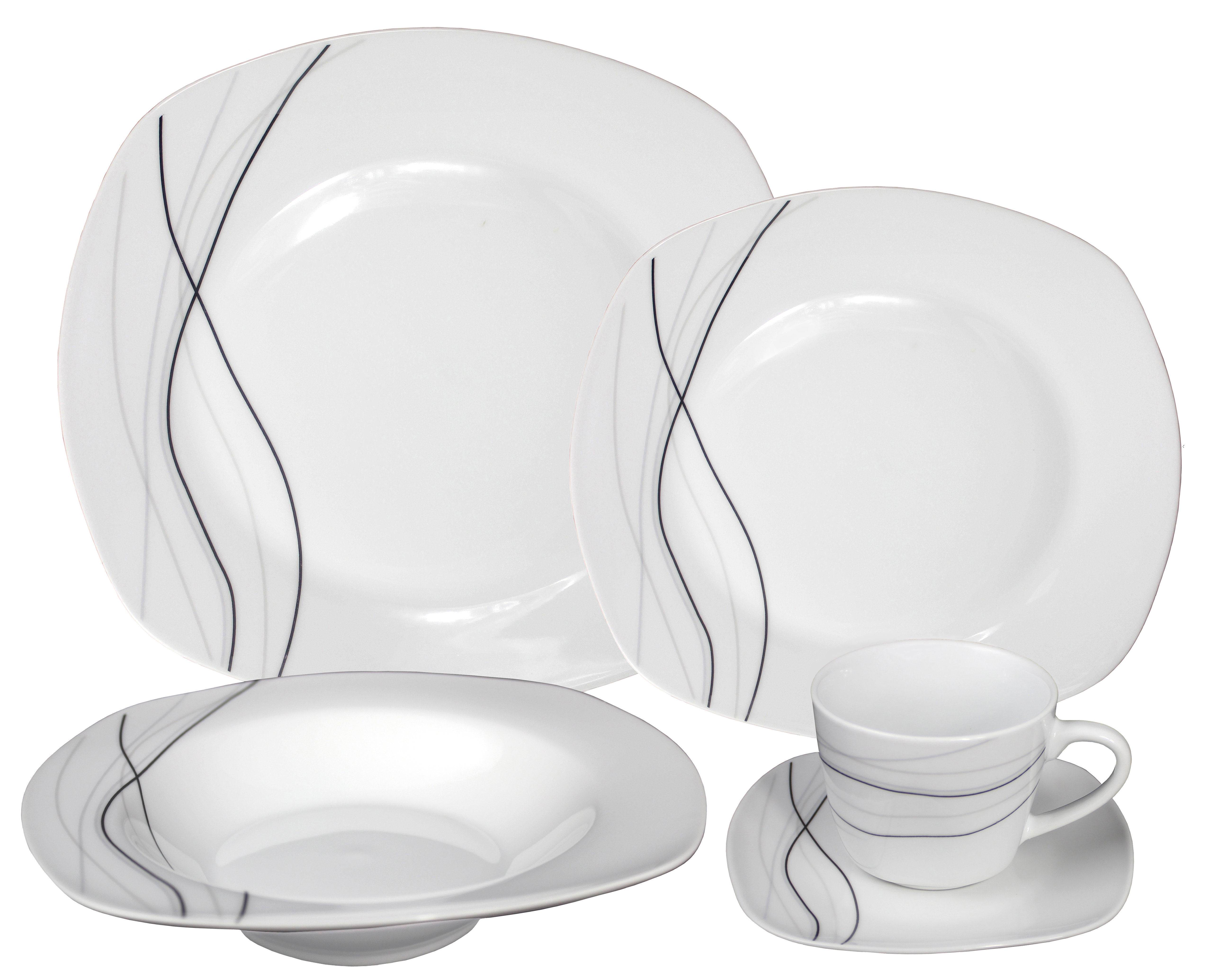 Lorren Home Trends Porcelain 20 Piece Dinnerware Set, Service for 4 ...