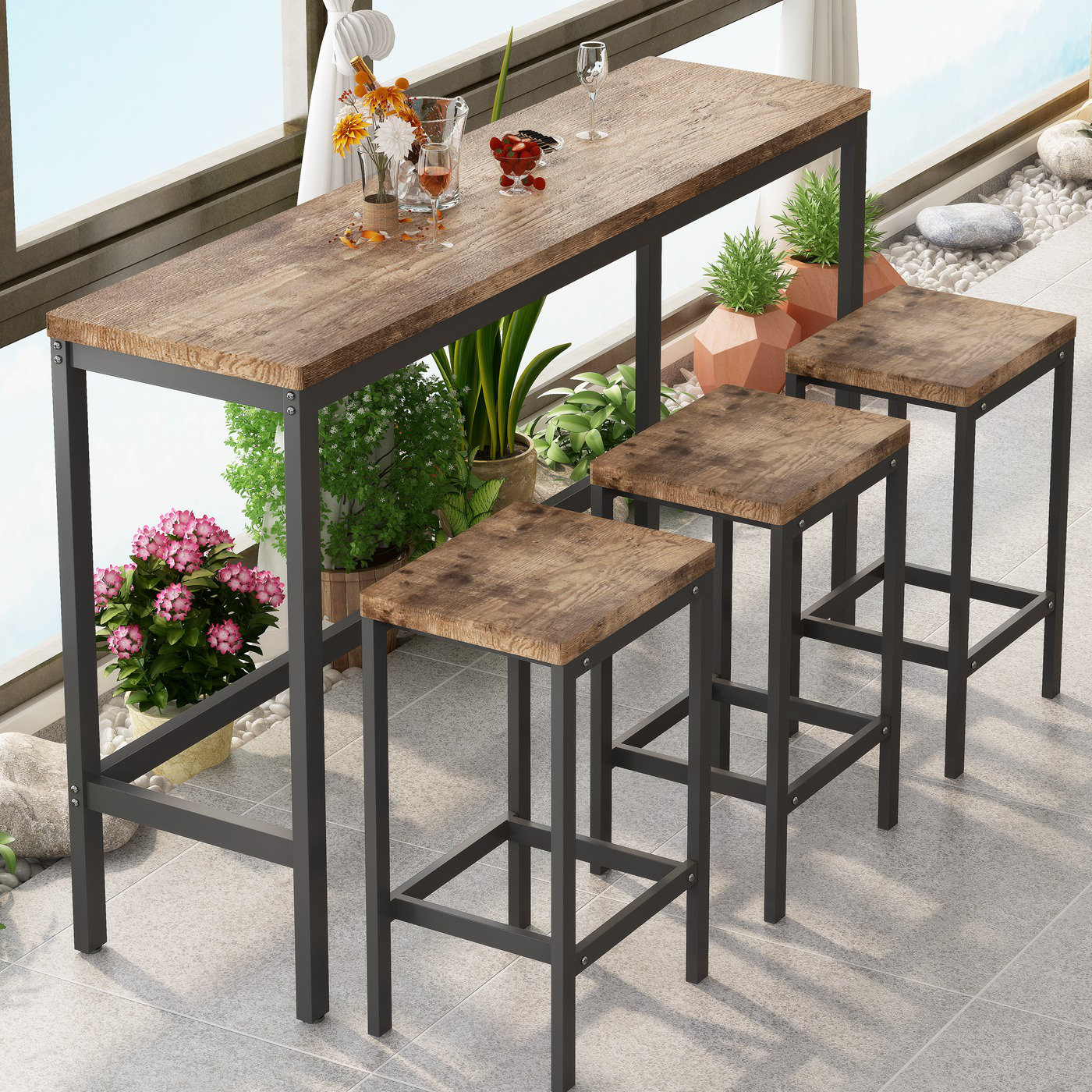 GZMWON 3 - Person Counter Height Dining Set Counter Height Table And ...