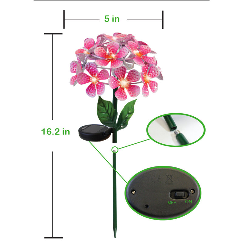 Touch of ECO Solar Powered LED Metal Flower Garden Stake Light ...