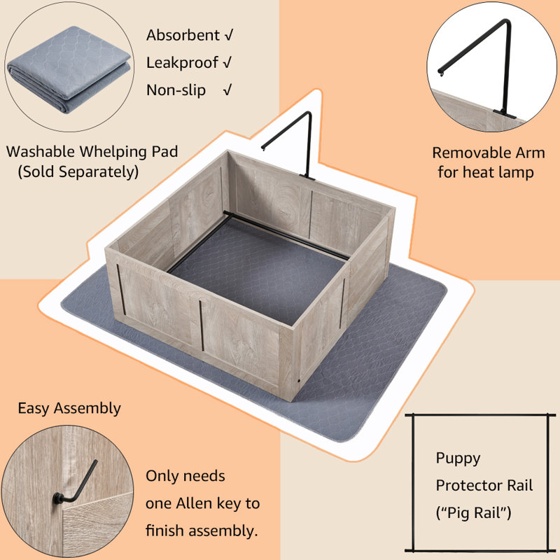 Unipaws Whelping Box For Dogs, Small Medium Breed Whelping Pen, Dog ...