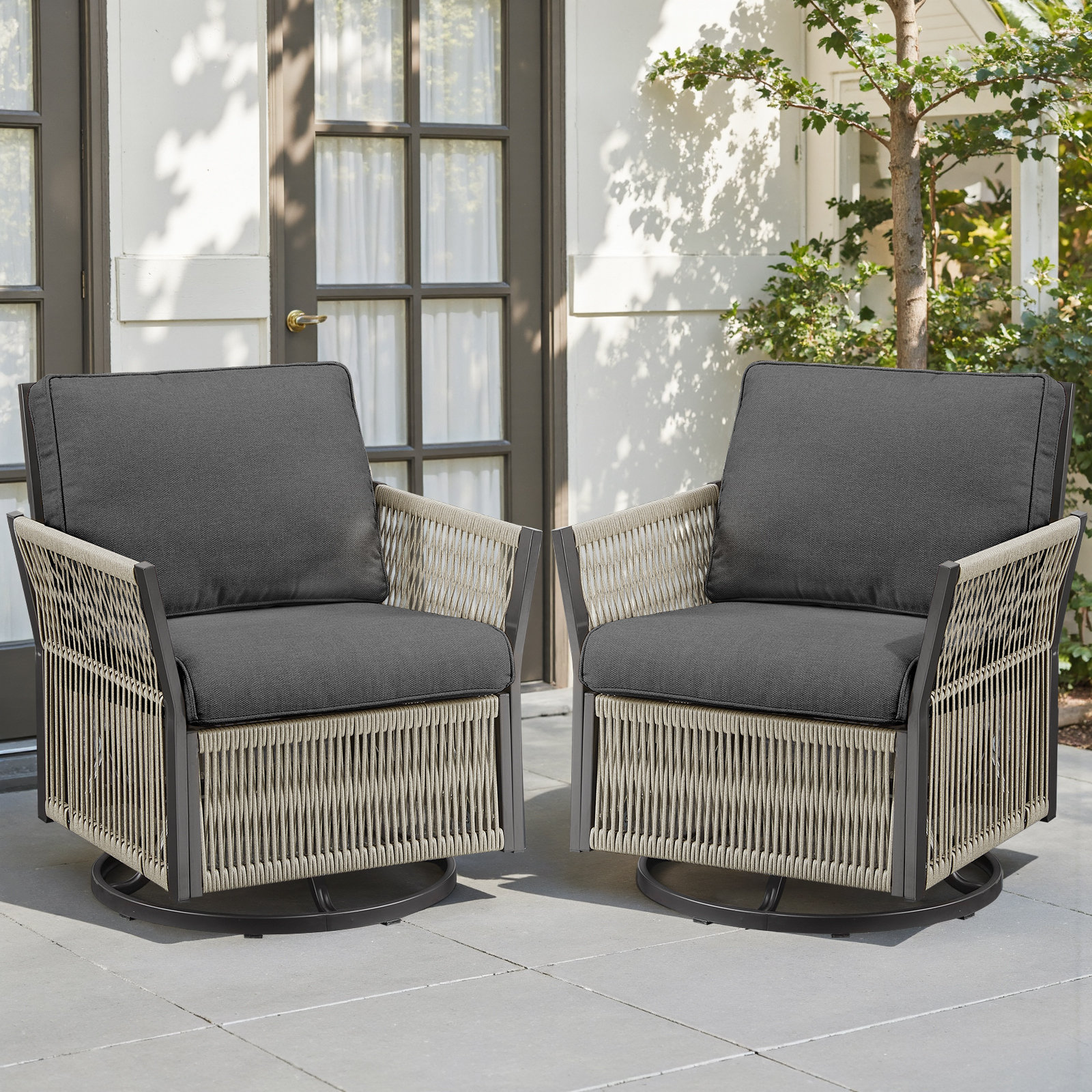 Latitude Run® 2 Pieces Outdoor Patio 360 Degree Swivel Glider Rocker ...