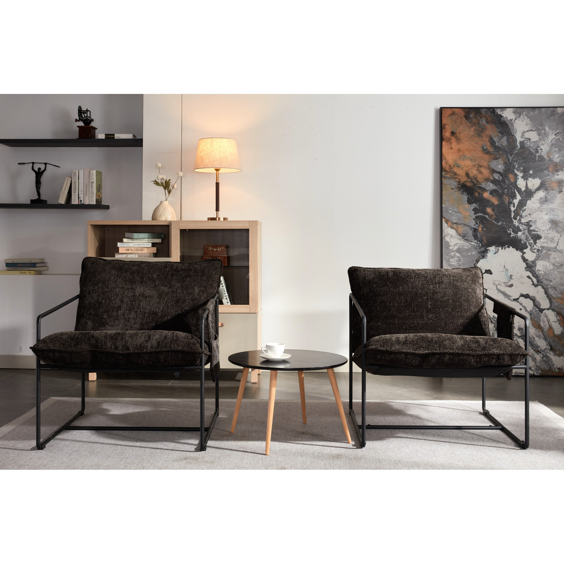 Ebern Designs 2 Chairs In 1 Box Armchair. Modern Elegance For Bedroom ...