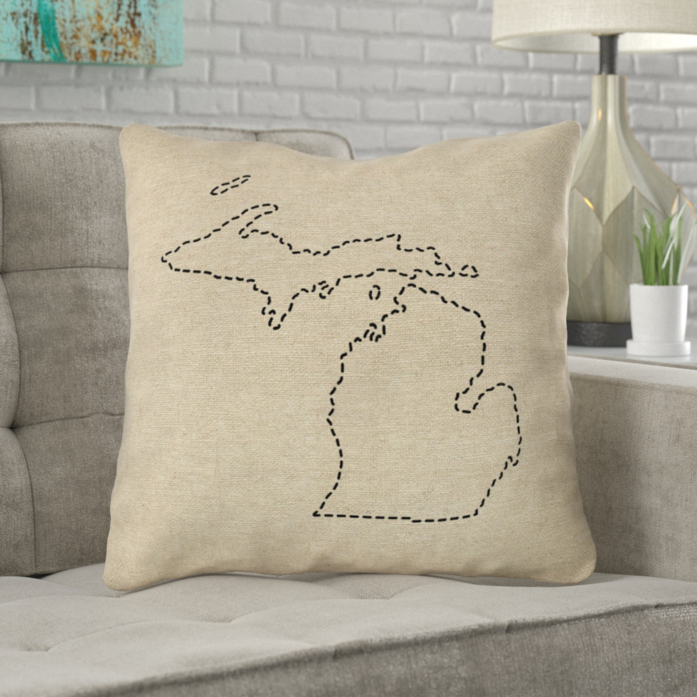 ArtVerse Katelyn Smith Michigan Dash Outline Throw Pillow | Wayfair