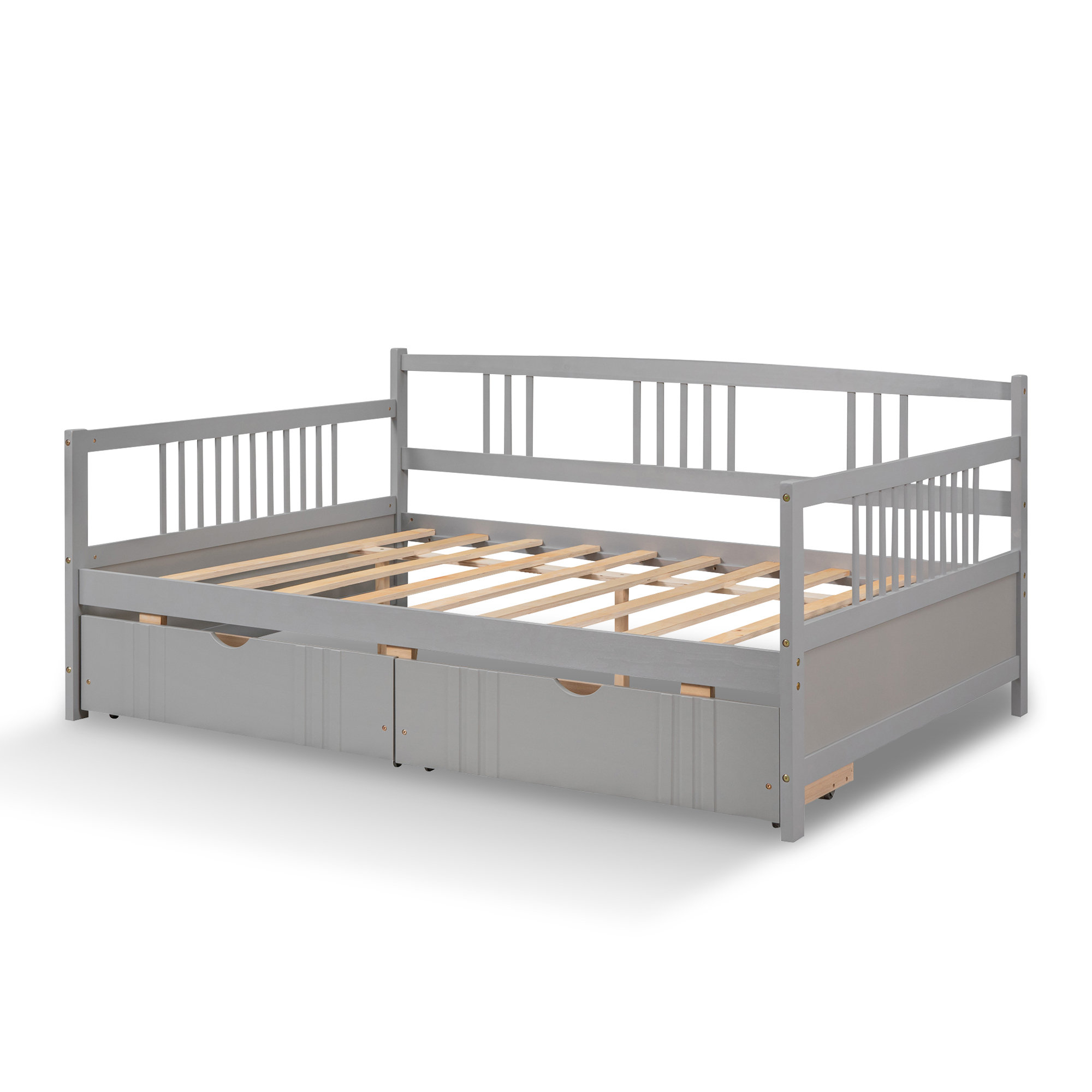 Lark Manor Full Size Daybed, Wood Daybed With Drawers, Daybed With ...