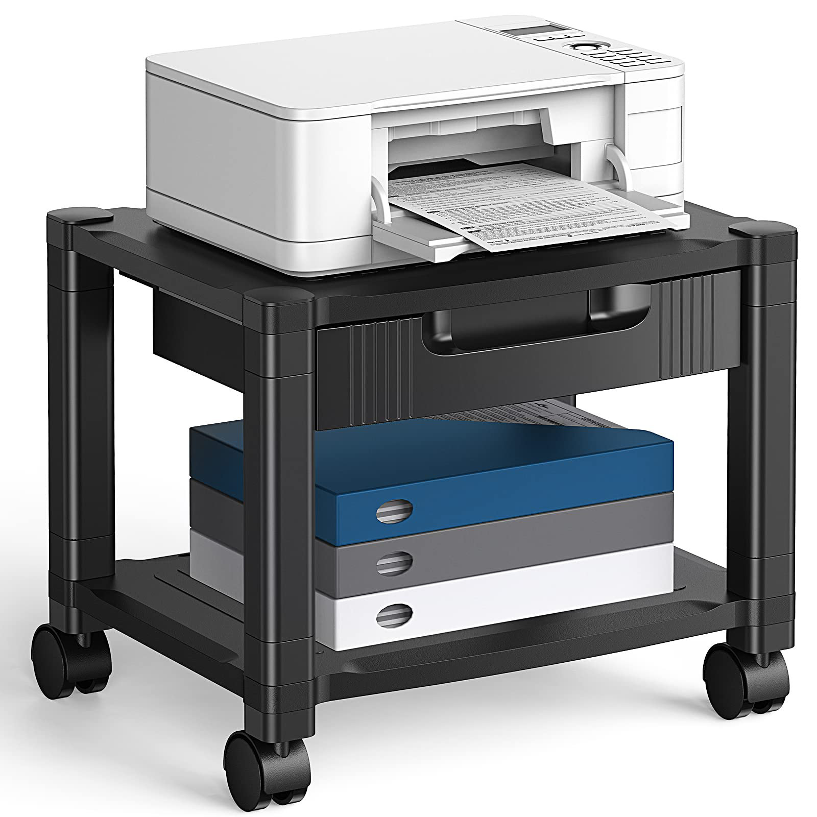 wanmo Printer Stand With Cable Management And Storage Drawer, Printer ...