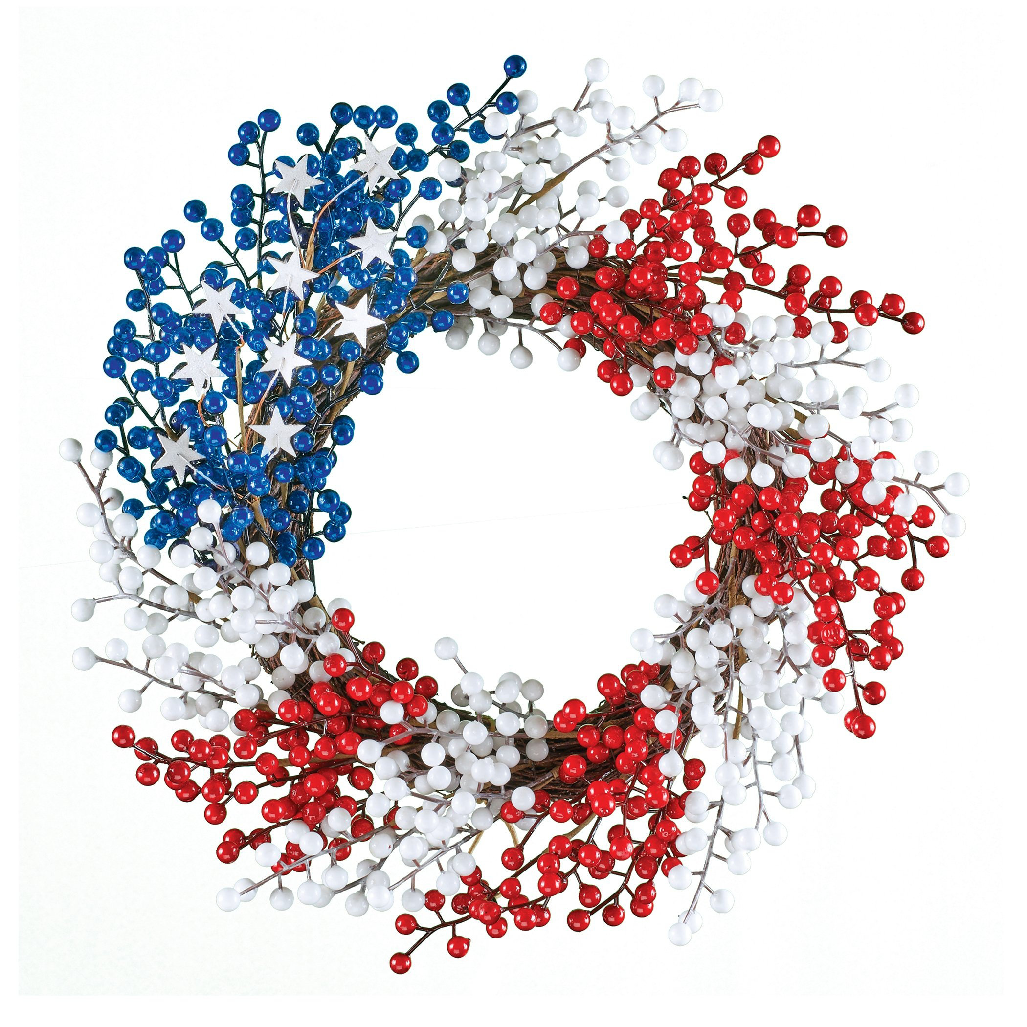 Primrue Artificial Patriotic Berry Flag Hanging Wreath | Wayfair