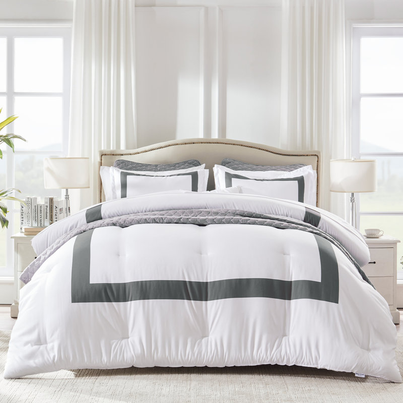 Sleep Zone Classic Solid Border Bedding Set | Wayfair