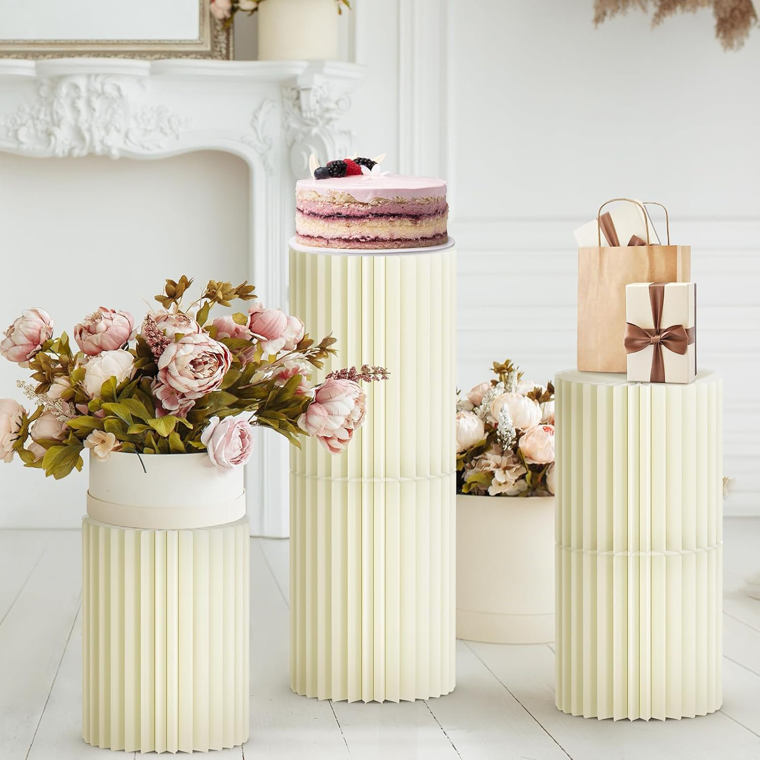 Latitude Run® 5 Pcs Paper Cylinder Pedestal Stand with Acrylic Disc ...