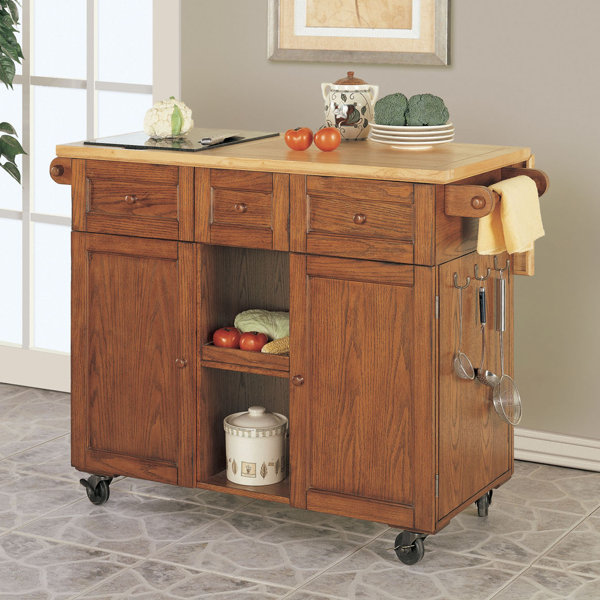 Powell Medium Oak Kitchen Island | Wayfair