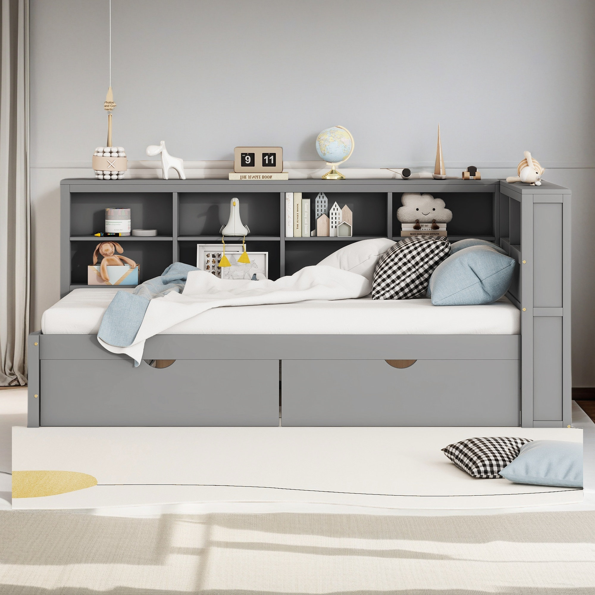 Lark Manor™ Wooden Daybed With 2 Drawers, Daybed With Storage Shelf And ...