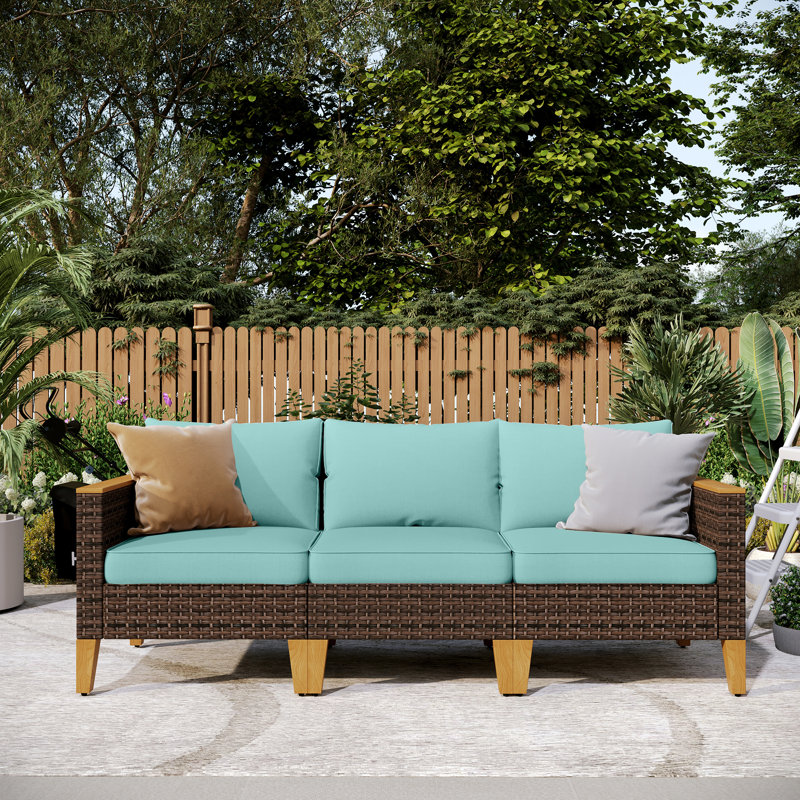 Lark Manor Argyri 78.4'' Polyethylene (PE) Wicker Outdoor Patio Sofa ...
