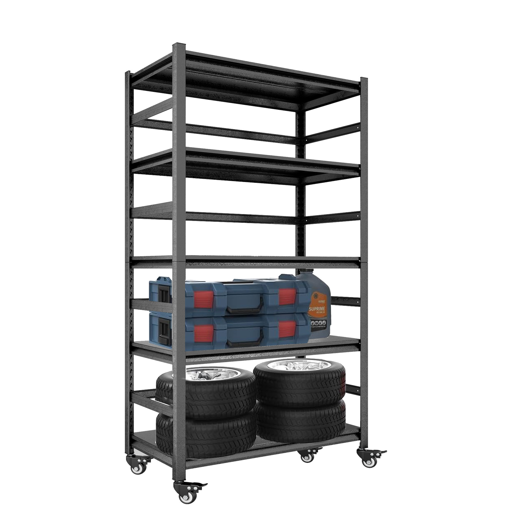 Rebrilliant Markela Steel Height-Adjustable Shelving Unit with Wheels ...