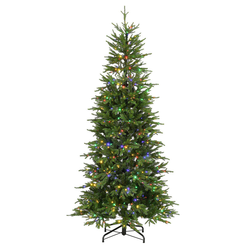 The Holiday Aisle® 7.5 ft. Bedminster Spruce Slim Tree with Dual Color ...